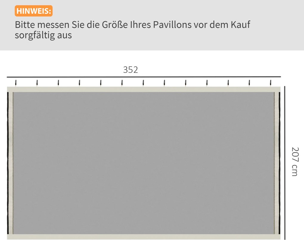 Moskytiéra Outsunny pro altán 3x4, 4 boční panely, síť proti hmyzu na zip, nylonová síťovina, černá | Aosom.de