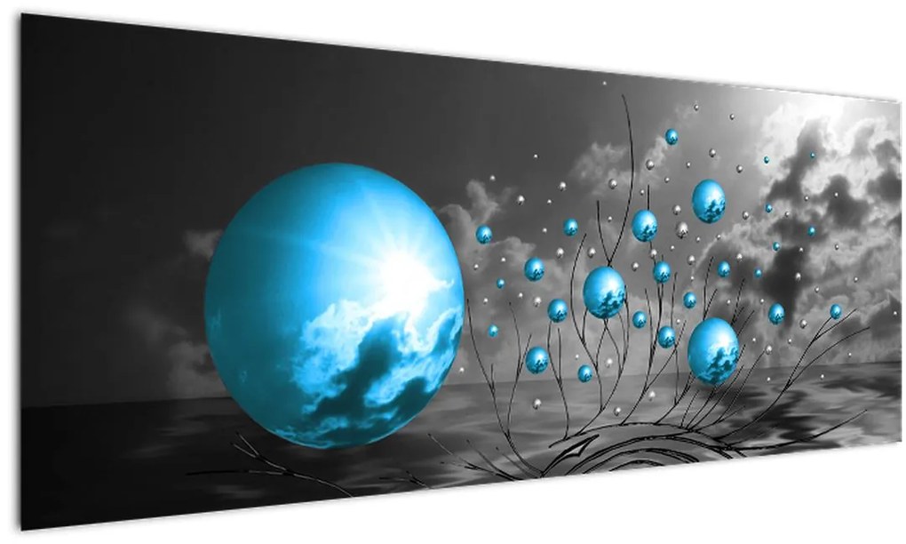 Obraz světle modrých koulí (145x58 cm), 40 dalších rozměrů