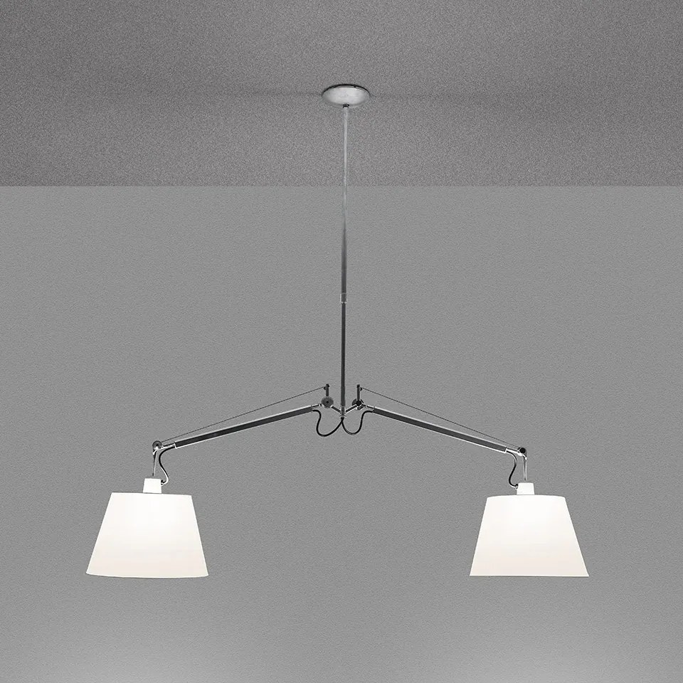 Artemide 0630010A Tolomeo Basculante sospensione due bracci, designové závěsné svítidlo, 2x150W E27, bez stínítkem