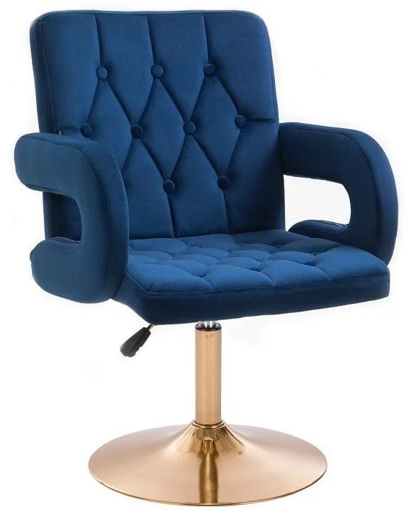 LuxuryForm Židle BOSTON VELUR na zlatém talíři -  modrá