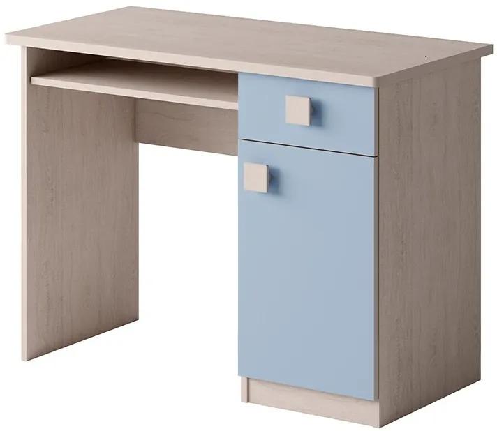 Stylový psací stůl TENUS - dub santana/světle modrá
