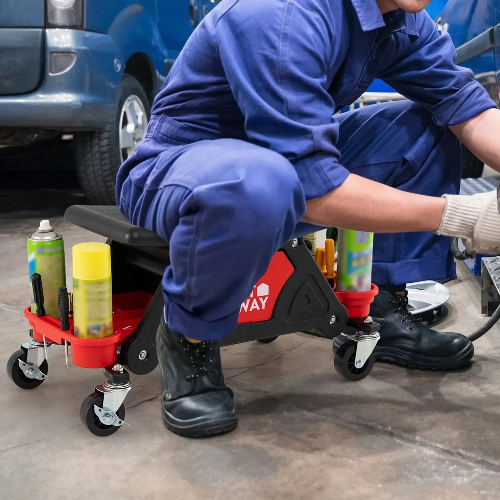 Costway Pojízdná stolička pro mechaniky Těžká dílenská stolička na kolečkách