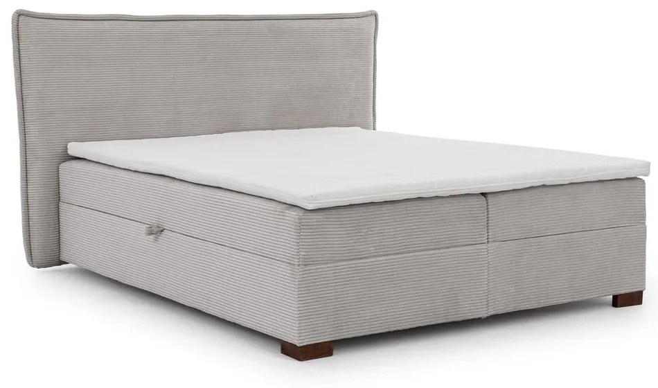 Světle šedá boxspring postel s úložným prostorem 180x200 cm Lysa – Ropez
