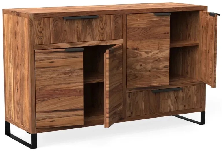 furniture-nabytek.cz - Masivní komoda Sidora z akáciového dřeva, lakovaná, hnědá – 126×45×84 cm