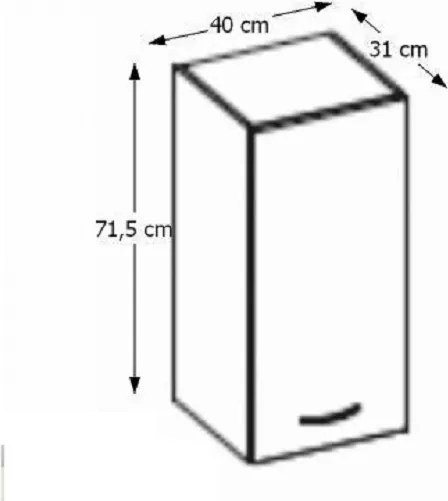 Skříňka horní, bílá vysoký lesk, PRADO 40G-72 1F