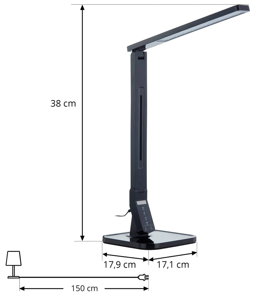 Černá stolní lampa LED Eleni