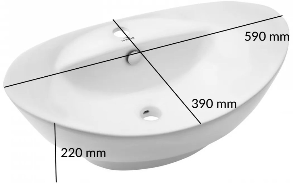 Invena Esla, keramické umyvadlo 59x39x22 cm, bílá, INV-CE-35-001-C