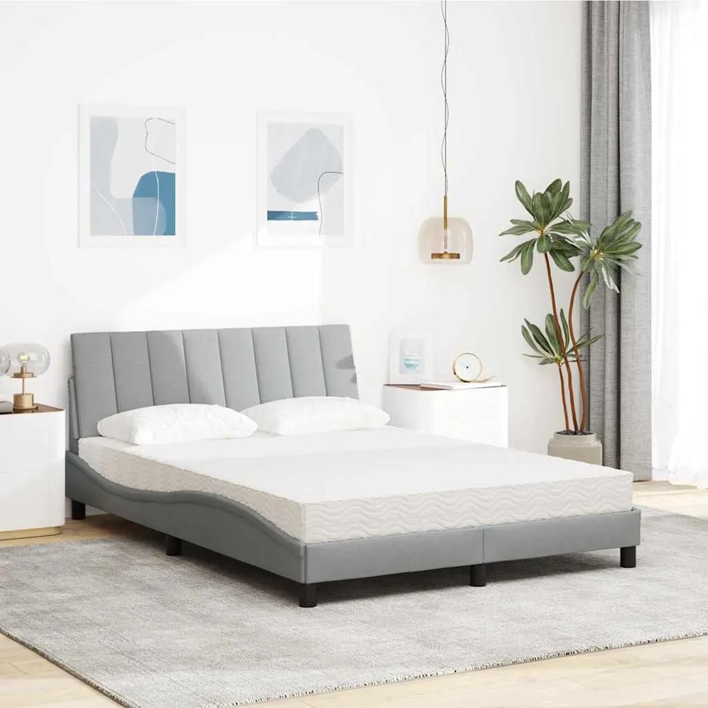 Postel s matrací Hanko světle šedá 140 x 190 cm textil 3310524