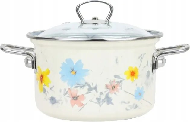 Belis Smaltovaný hrnec se skl. poklicí Meadow 18 cm/2,6l
