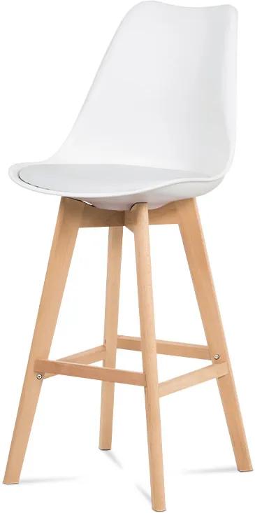 Barová židle TEMUCO — masiv buk, bílá