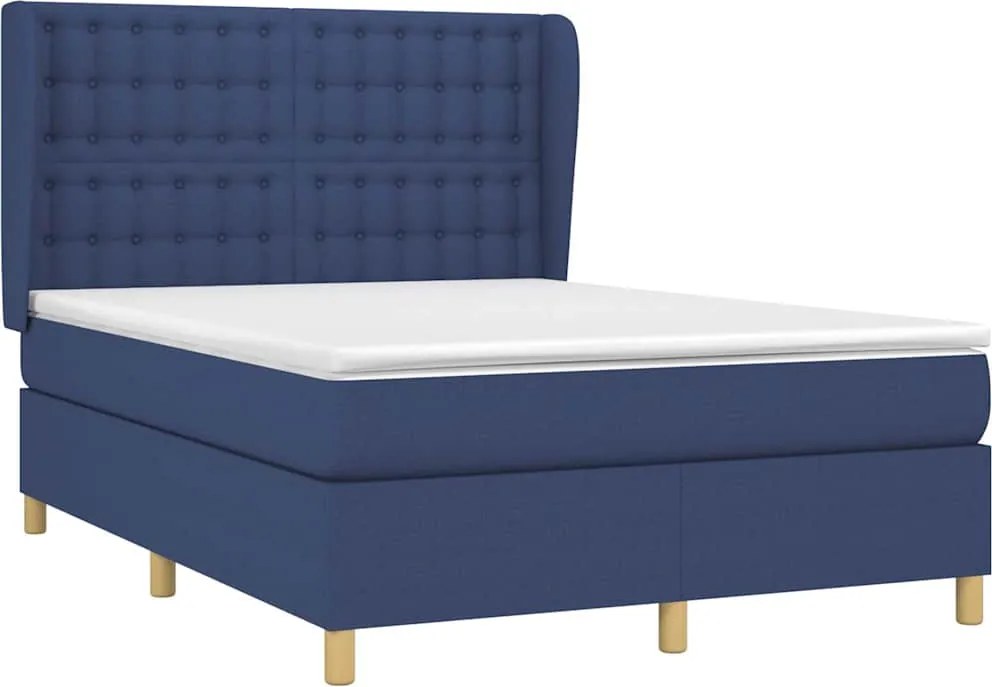 Box spring postel s matrací modrá 140x200 cm textil 3128851