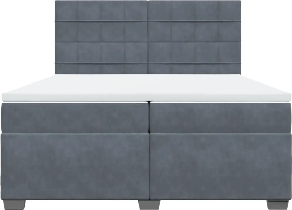 Box spring postel s matrací tmavě šedá 200x200 cm samet 3293303