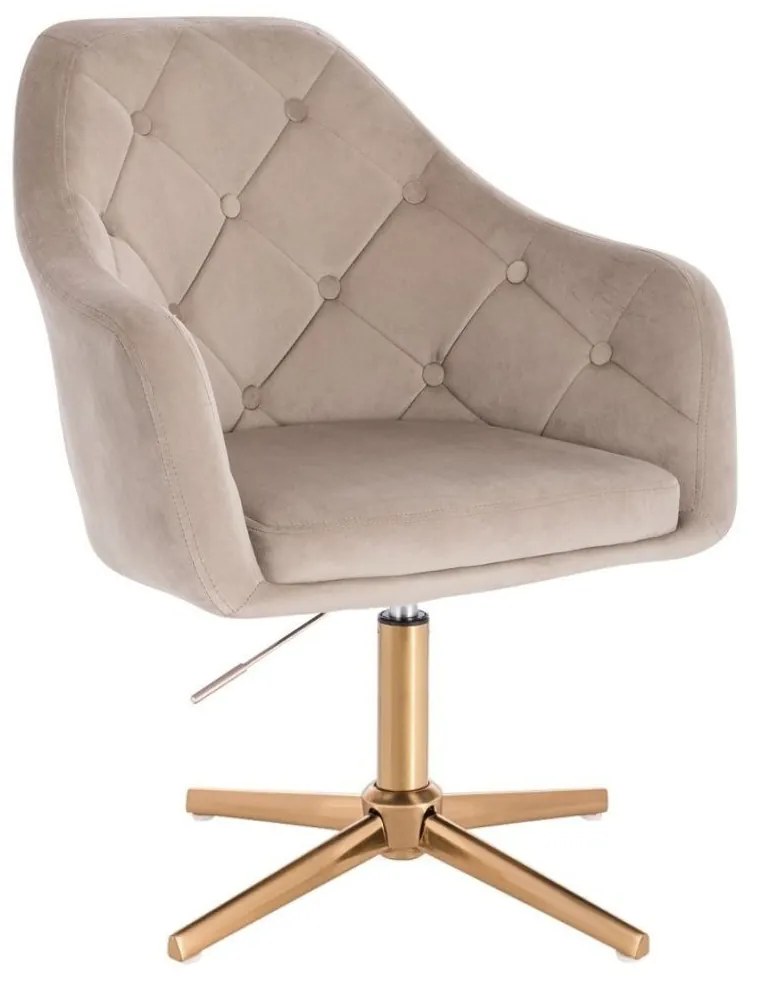 LuxuryForm DESIGN Otočné křeslo ANDORA VELUR na zlatém kříži - latte