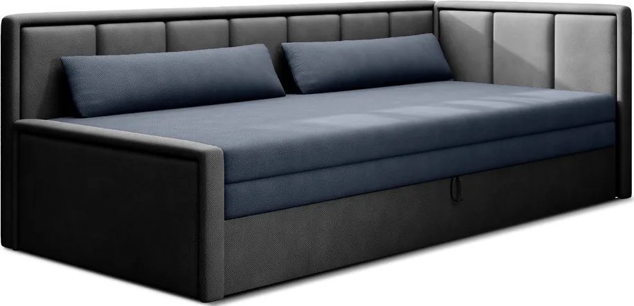 Modrá/šedá žinylková rozkládací/s úložným prostorem pohovka 214 cm Fulgeo – ELTAP