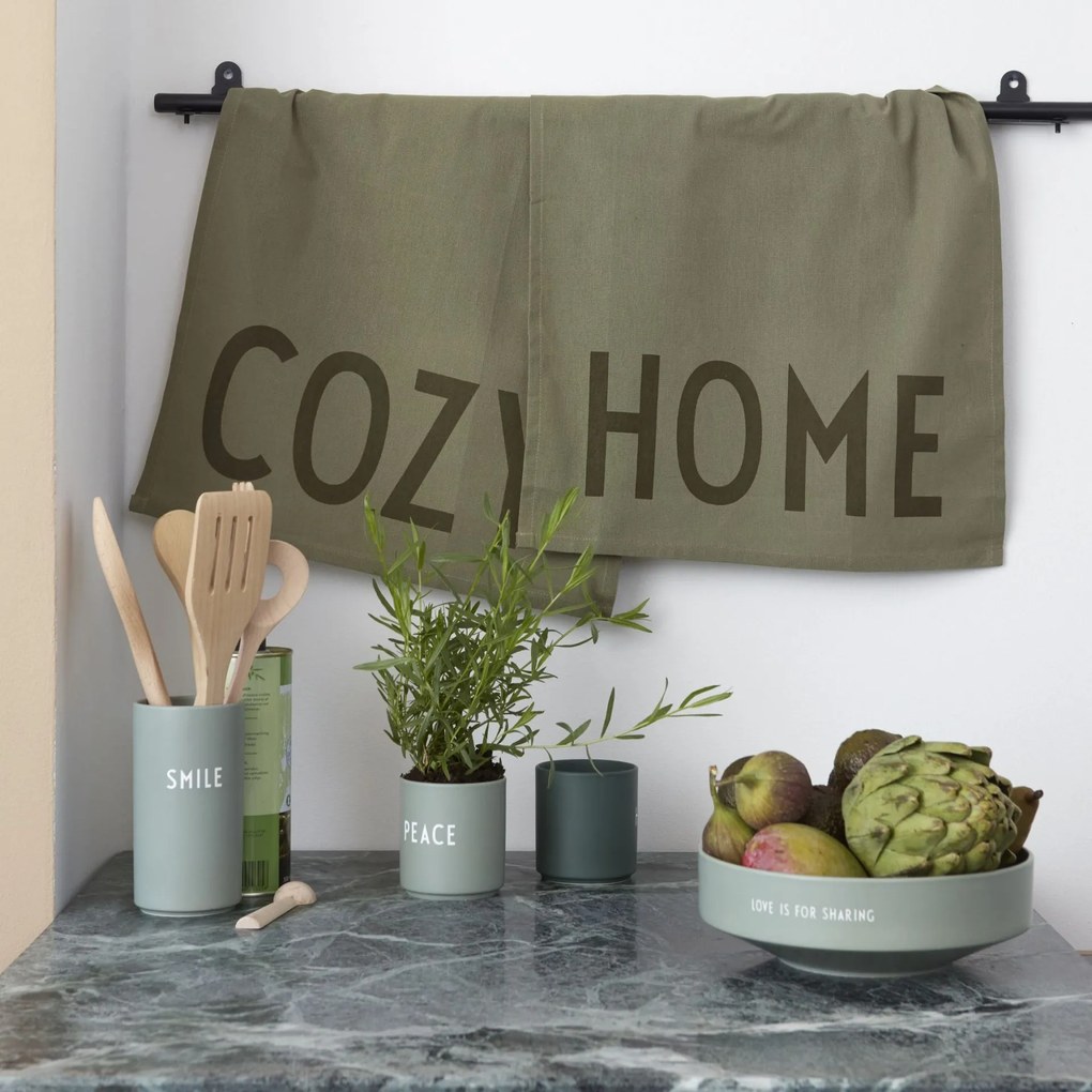 DESIGN LETTERS Utěrka Cozy Home - set 2 ks, zelená barva, textil