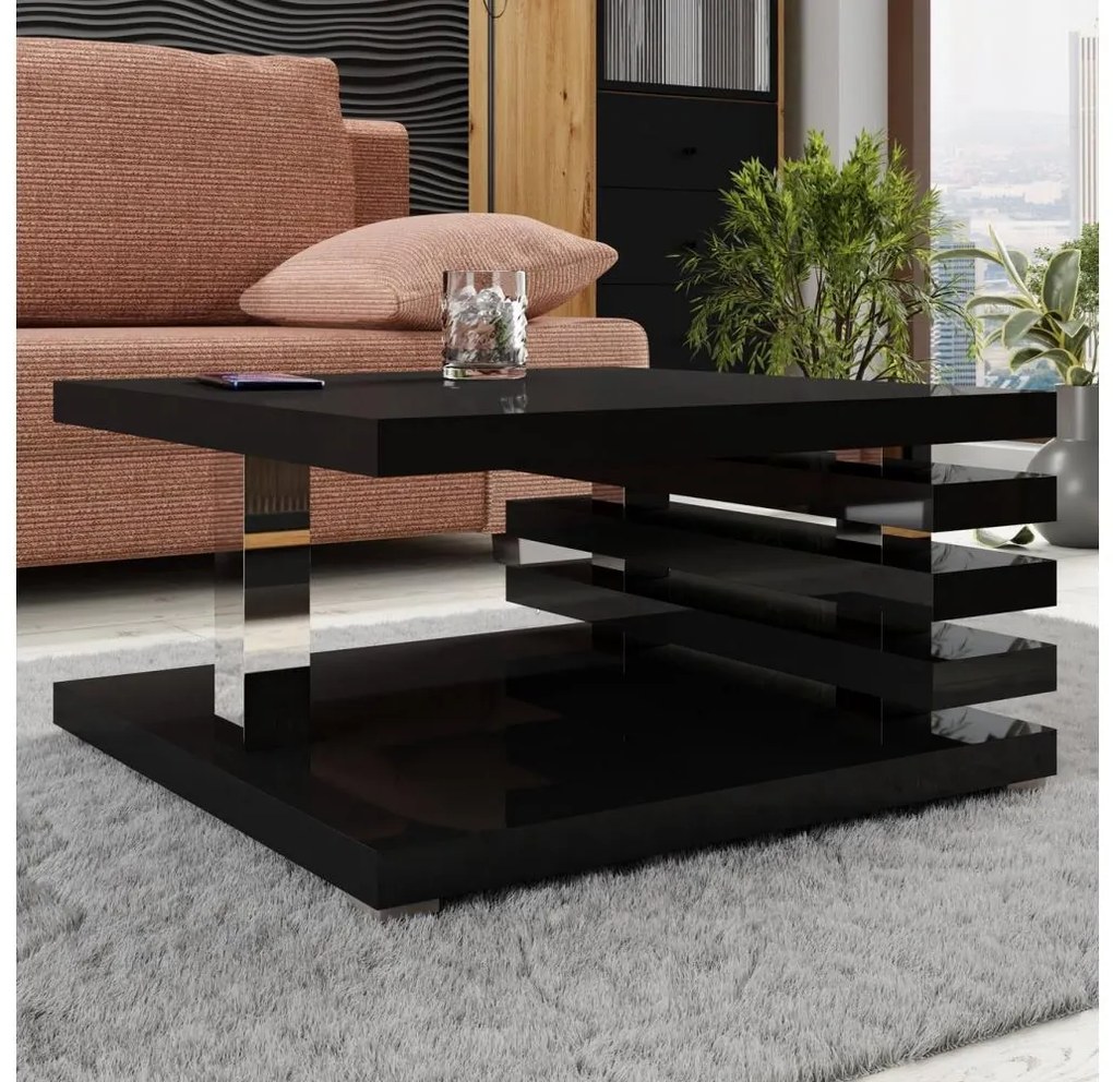 MIRJAN 24 | Konferenční stolek KYOTO 31x60 cm lesklá černá | MJ0016