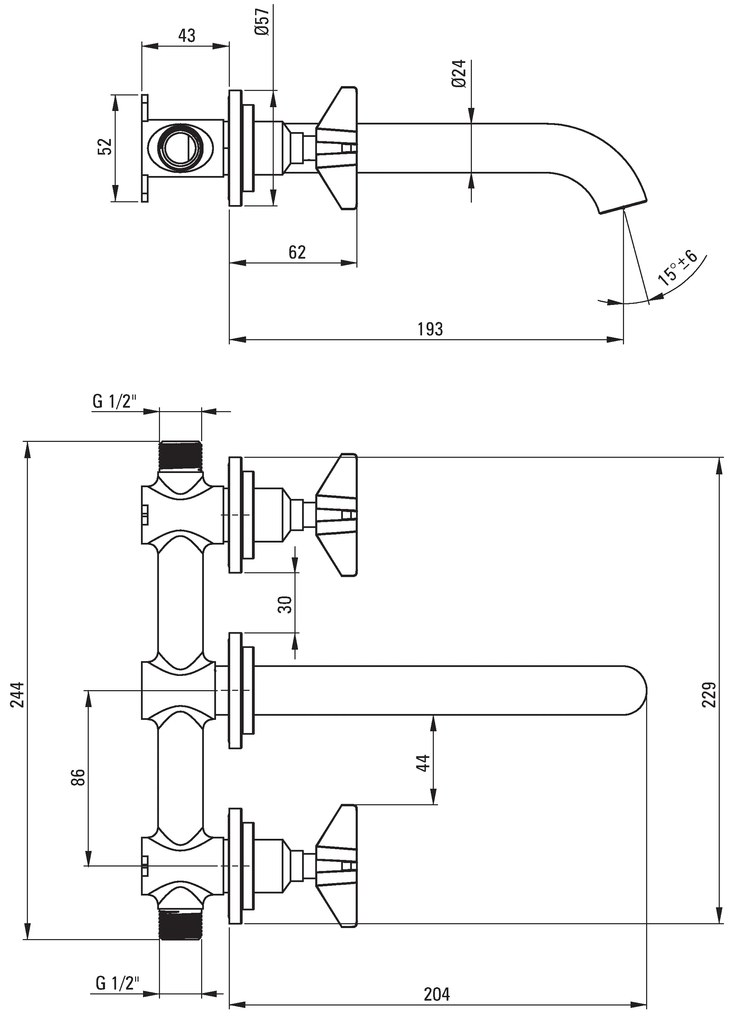 Deante Temisto, podomítková umyvadlová baterie, mosazná, BQT_M54D