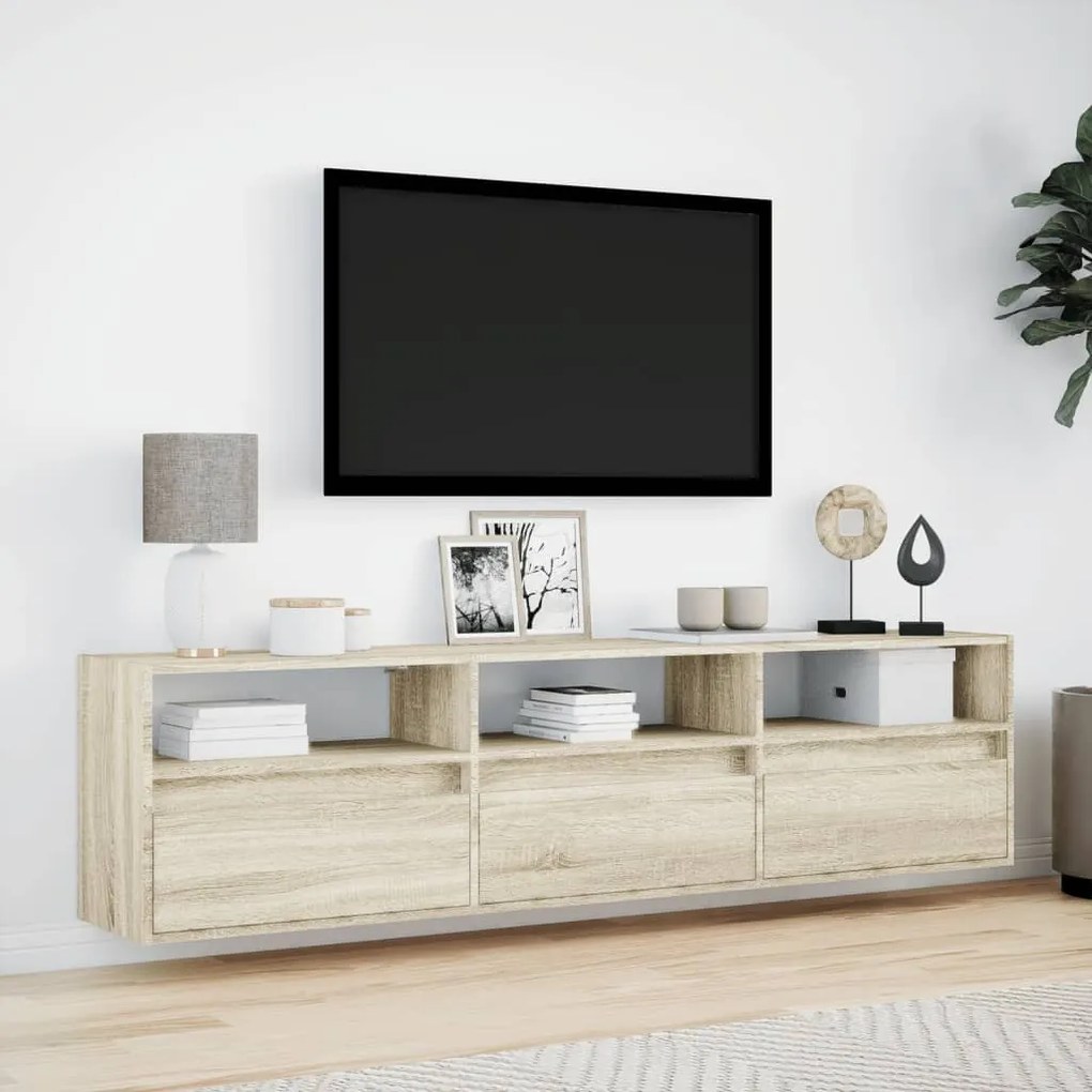 Nástěnná TV skříňka s LED dub sonoma 180 x 31 x 45 cm 3307942