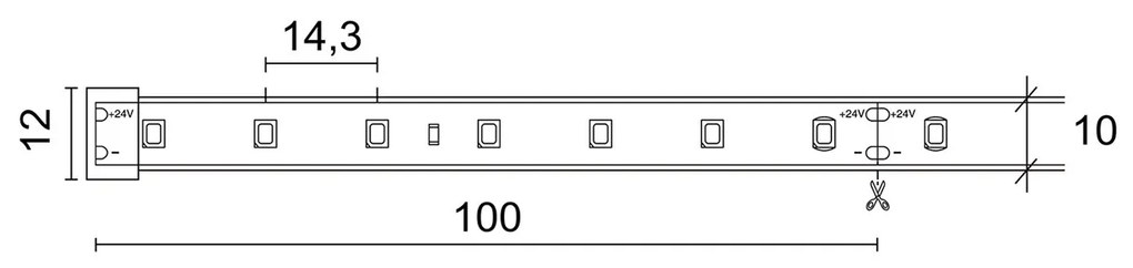 Indeluz 201DS-L3112FC0-00 24 V LED pásek Nilo Basic, 12,6W/m, 3000K, 5m, IP67