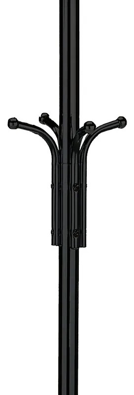 Věšák stojanový, výška 182 cm, kovová konstrukce, černý matný lak, nosnost 10 kg