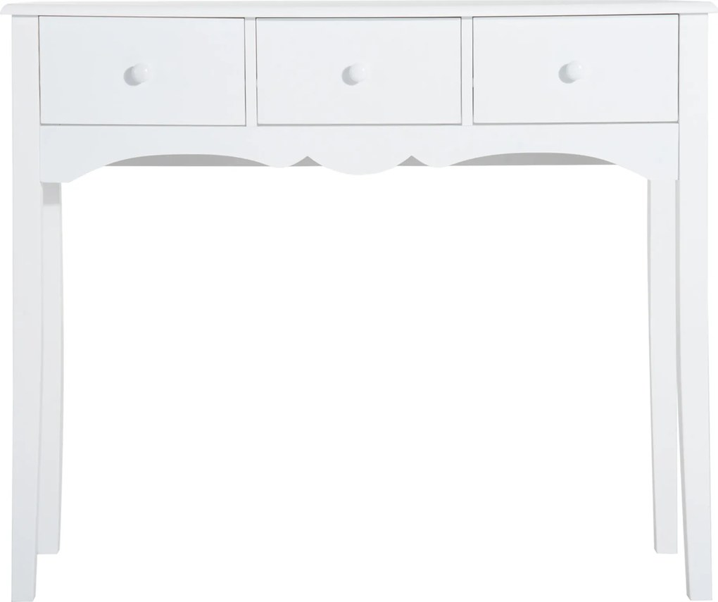 HOMCOM Dřevěný Konferenční Stůl do Předsíně se 3 Šuplíky pro Obývací Pokoj a Chodbu, Nosnost 45 kg, 100x32x85 cm, Bílý