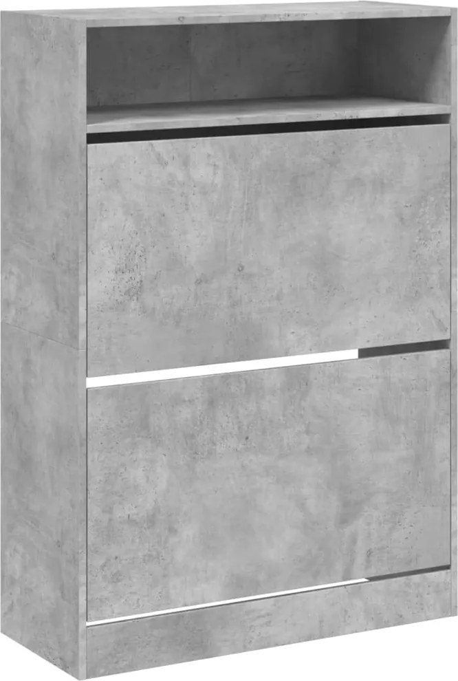 Botník se 2 výklopnými zásuvkami betonově šedý 80 x 34 x 116 cm 3214409