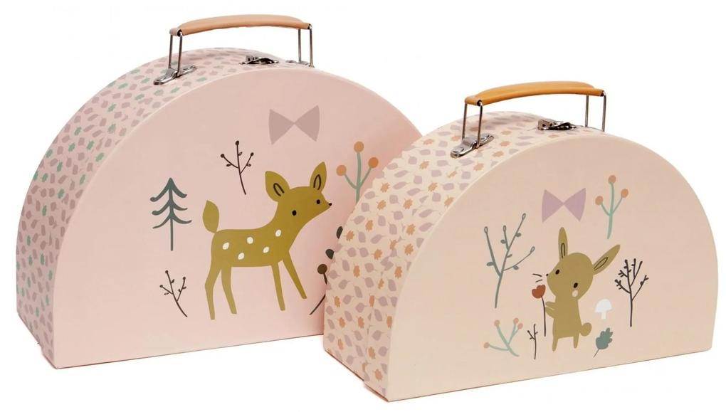 PETIT MONKEY Dětský kufřík Deer & Bunny Menší - Zajíček, multi barva, kov, plast, papír