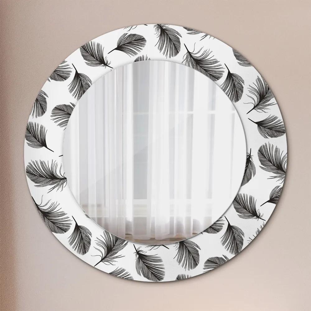 Kulaté dekorativní zrcadlo Peří fi 50 cm