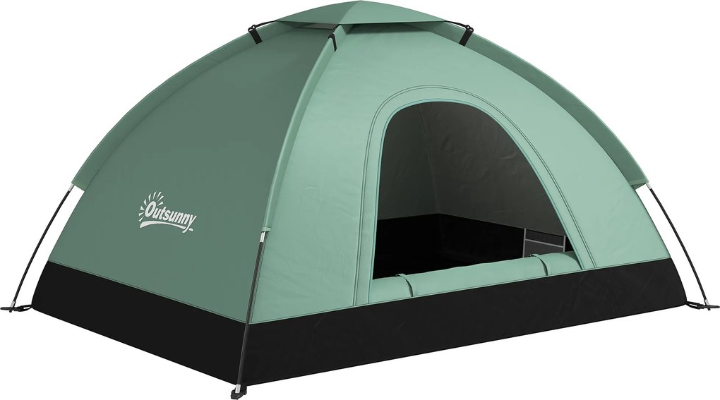 Outsunny stan pro 2 osoby na kempování, maskovací kupolovitý stan, lehký, ventilovaný, snadno se skládá s zipovými dveřmi, úložným prostorem, taška n…