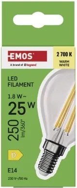 Emos lighting LED žárovka Filament Mini Globe / E14 / 1,8 W (25 W) / 250 lm / teplá bílá 1525731251