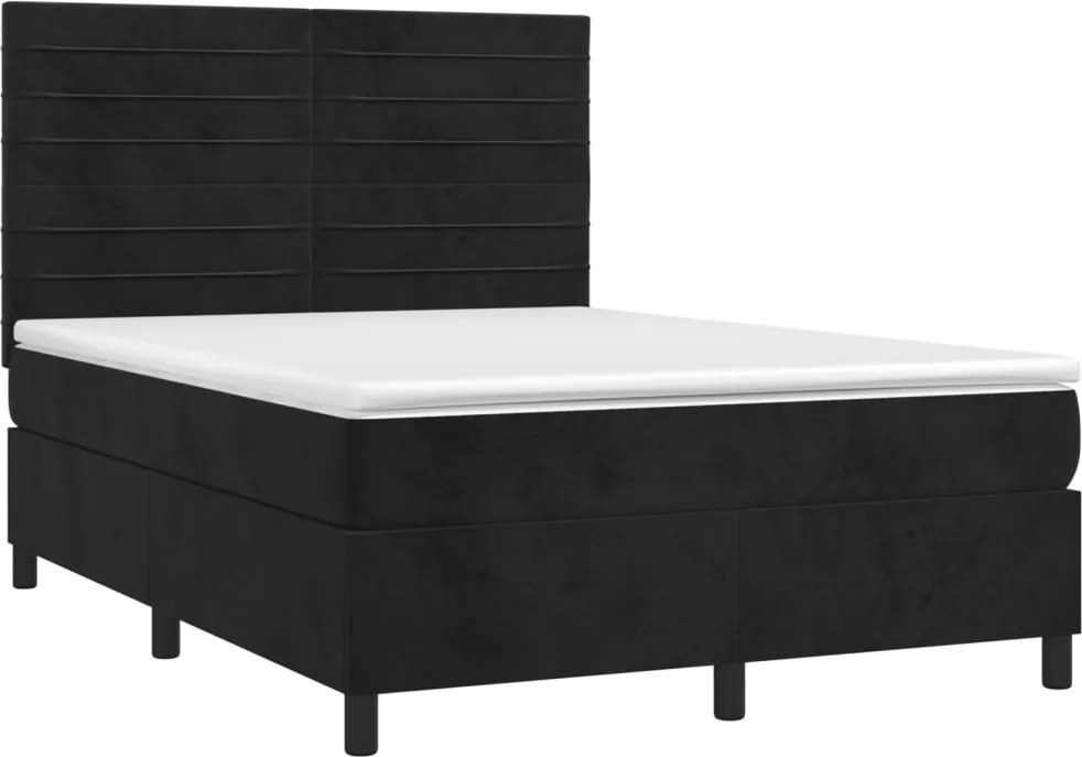 Box spring postel s matrací černá 140x200 cm samet 3143087