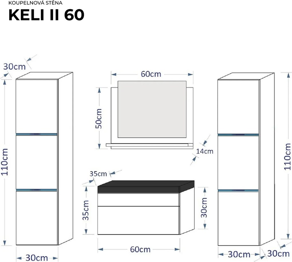 Ral Koupelnová stěna KELI 10 - Černý lesk