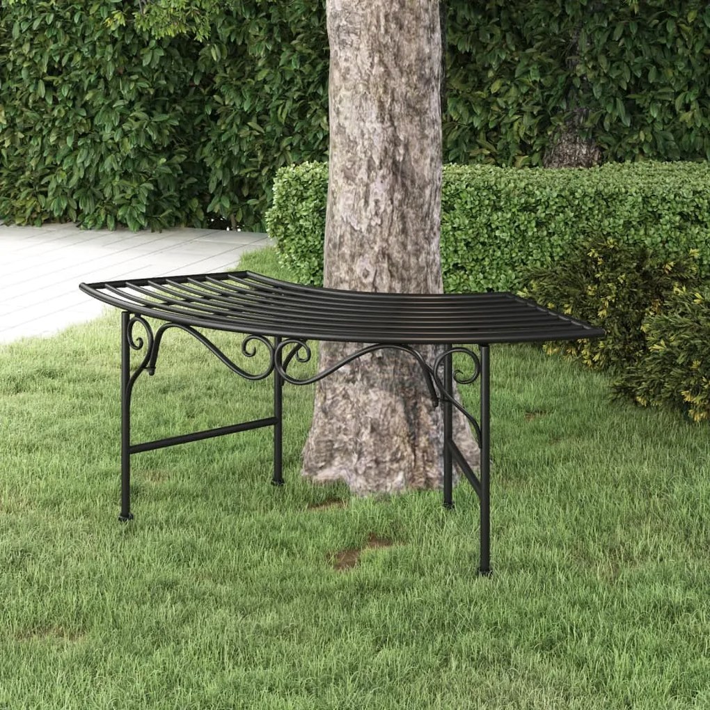 Lavice Kolem Stromu 113 Cm Černá Ocel