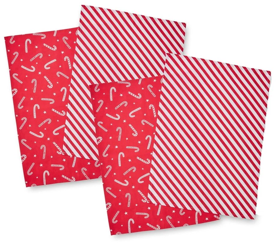Bavlněné utěrky s vánočním motivem v sadě 4 ks 50x70 cm Candy Cane – Catherine Lansfield