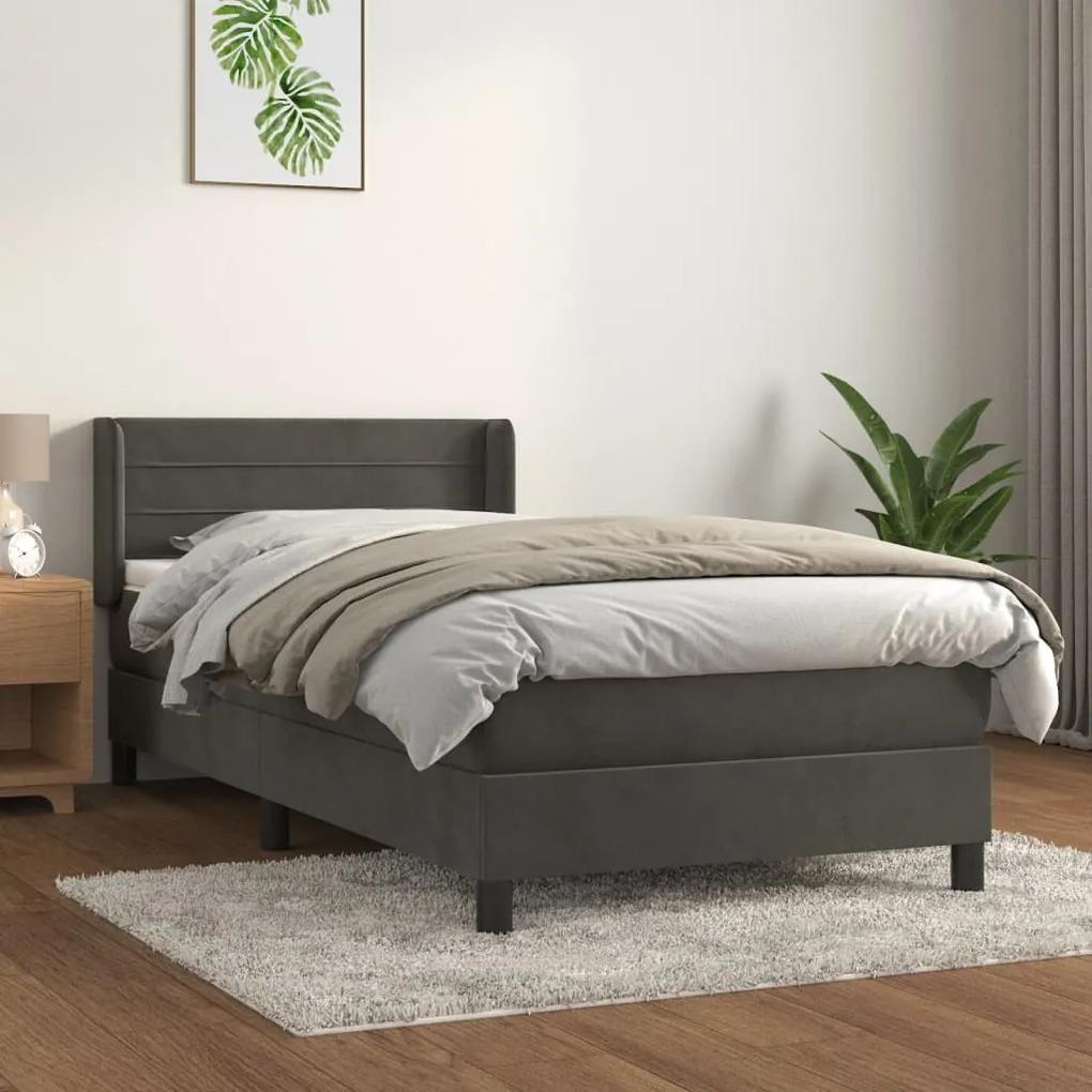 Box spring postel s matrací tmavě šedá 80 x 200 cm samet,  3130986