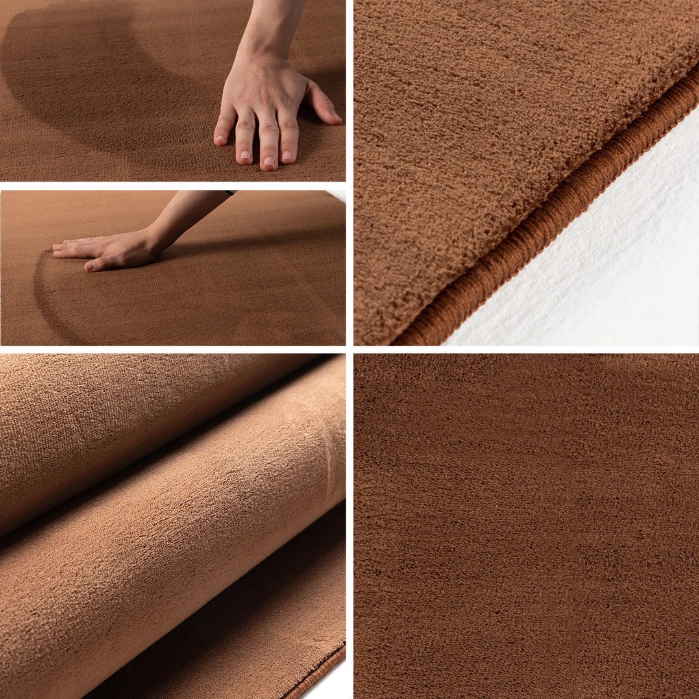Ayyildiz, Kusový koberec Sky 5400 Brown kruh, 200x200 (průměr) kruh, hnědá, obývací pokoj