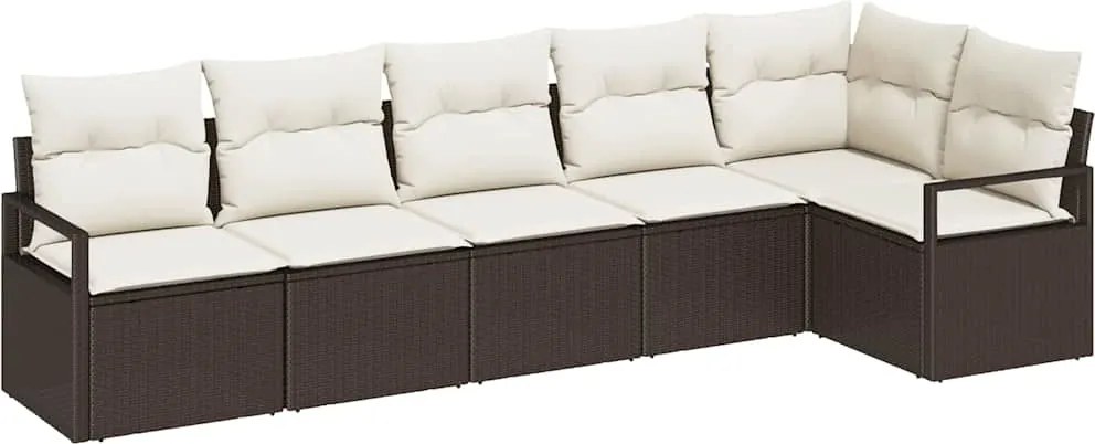 Set pohovek 6 ks Hnědá polyratan 3346398