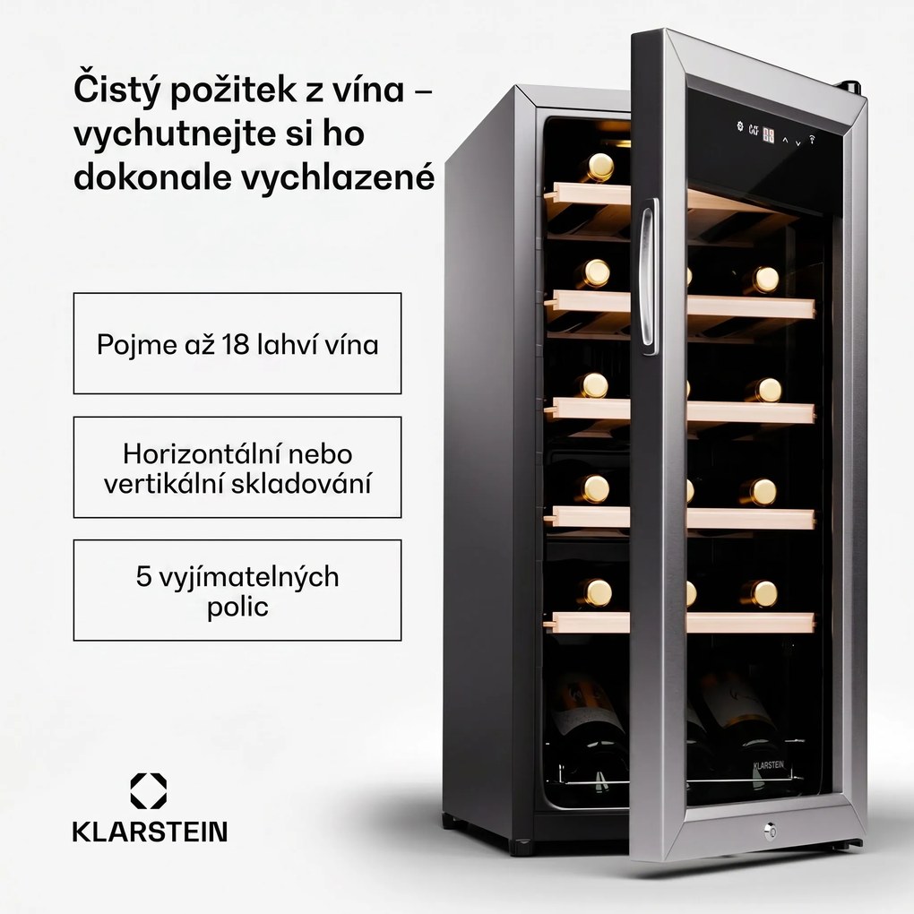 Klarstein Shiraz Premium Smart 18, vinotéka na 18 lahví