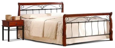 Kovová postel Verona 160x200, třešeň, černá,vč.roštu,bez matrace