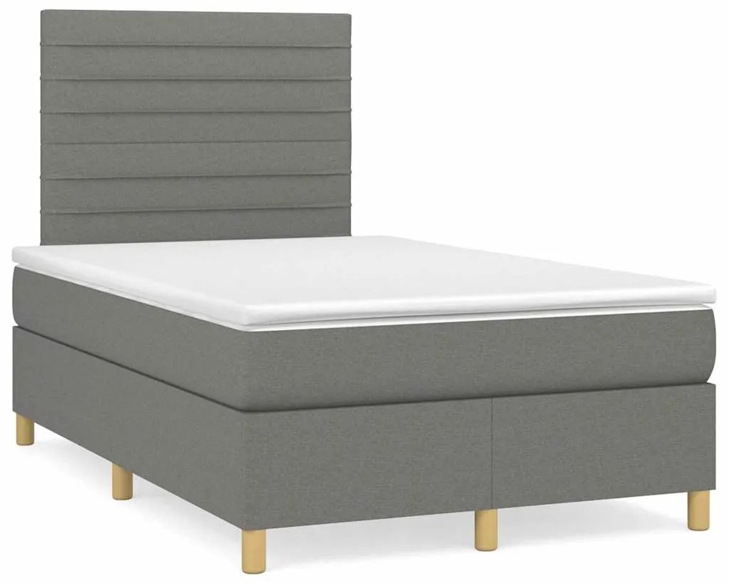 Box spring postel s matrací a LED tmavě šedá 120x190 cm textil