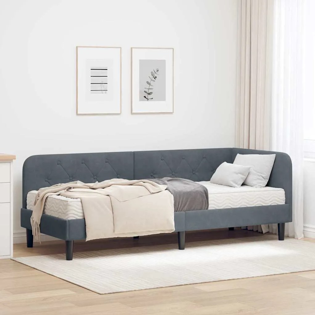 Rohový rám postele Tmavě šedá 80 x 200 cm samet 3394135