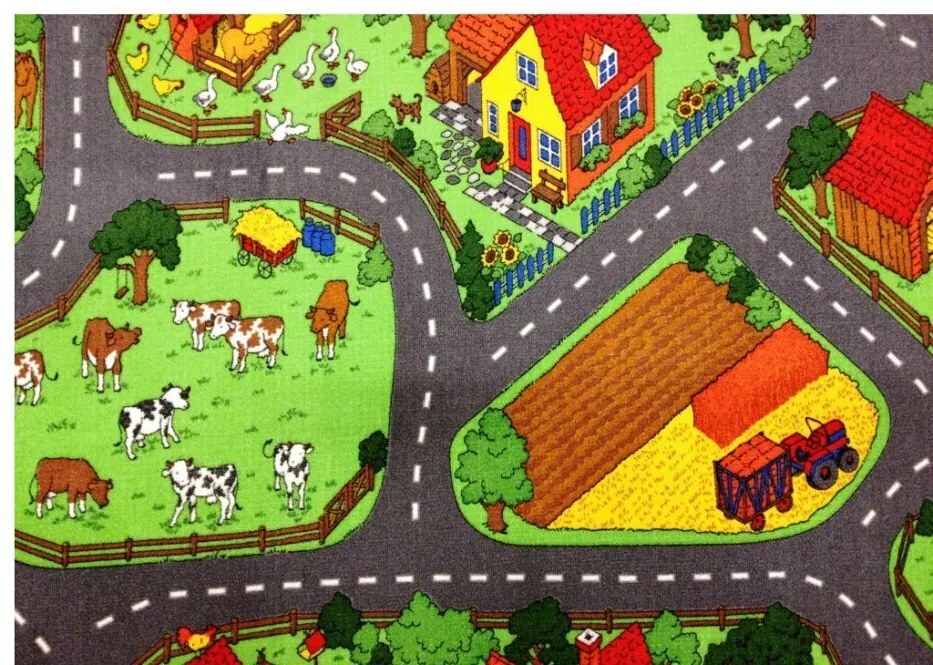 Dětský koberec Farma II. (Varianta: kulatý 160 cm průměr)