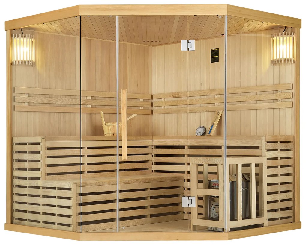 Juskys Tradiční saunová kabina / finská sauna Espoo200 Premium - 200 x 200 cm 8 kW