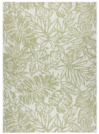 koberec SISAL SION Listy, tropický 22128 ploché tkaní ecru / zelená velikost 160x220 cm | krásné koberce cz