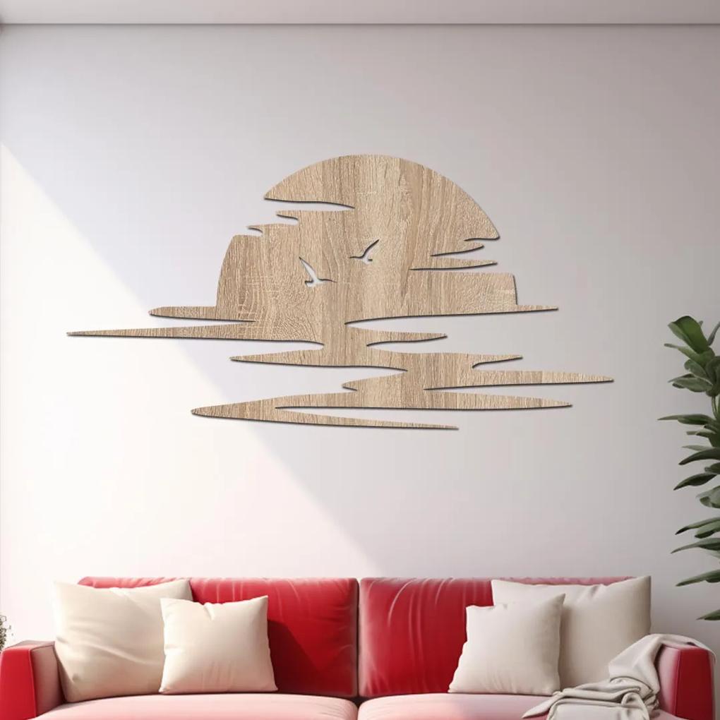 dřevo života Dřevěná dekorace na zeď ZÁPAD SLUNCE Rozměry (cm): 60x30, Barevný vzor: Horský dub