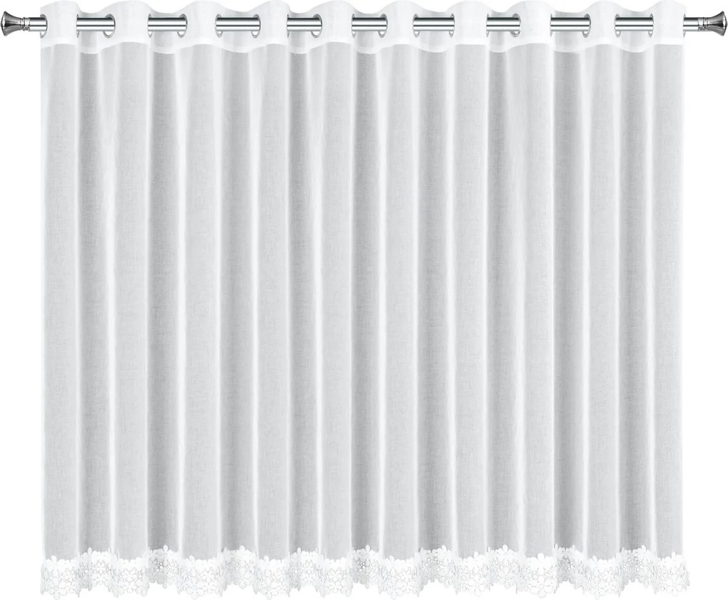 ZÁCLONA NA KROUŽCÍCH KAJE 350X145 CM CM BÍLÁ