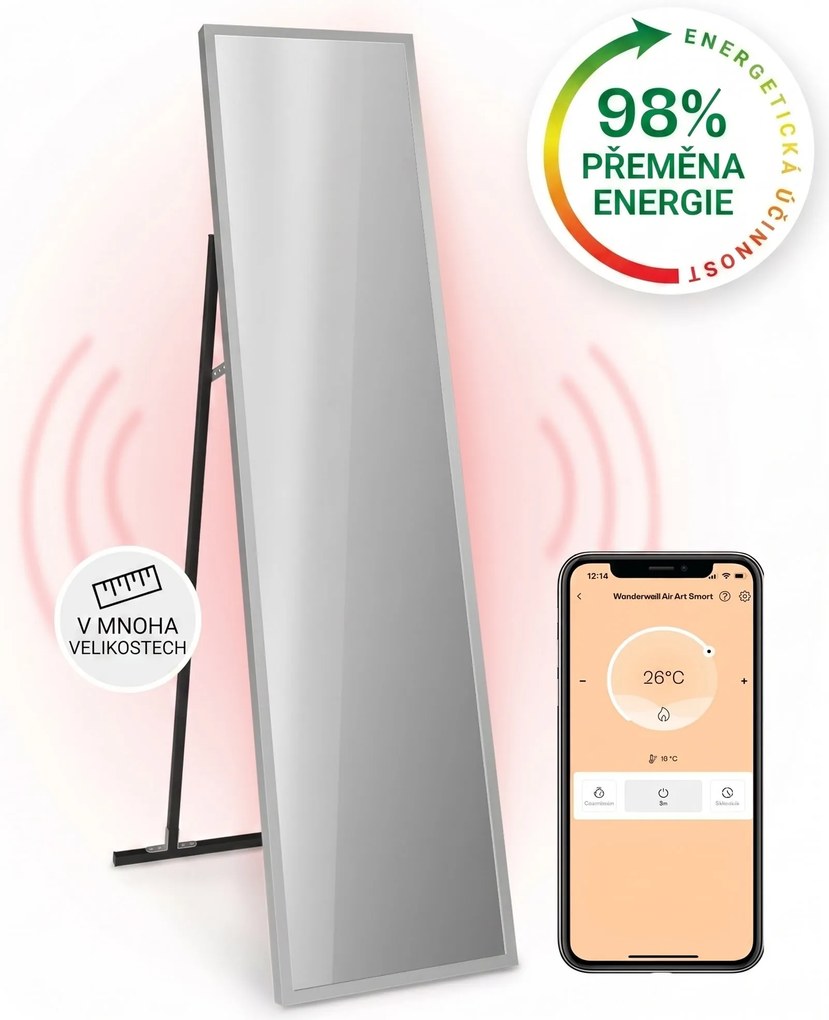 Klarstein La Palma 900, infračervený ohřívač 2 v 1, smart, 40 x 160 cm, 900 W, zrcadlová přední strana