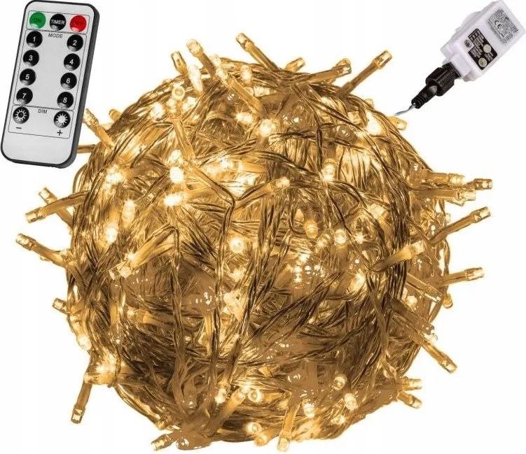 Voltronic Vánoční řetěz 40 m, 400 Led, teple bílé, ovladač