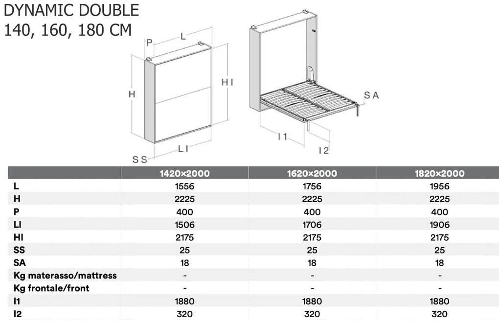 Pessotto Konstrukce sklopné postele DYNAMIC, šířka 160