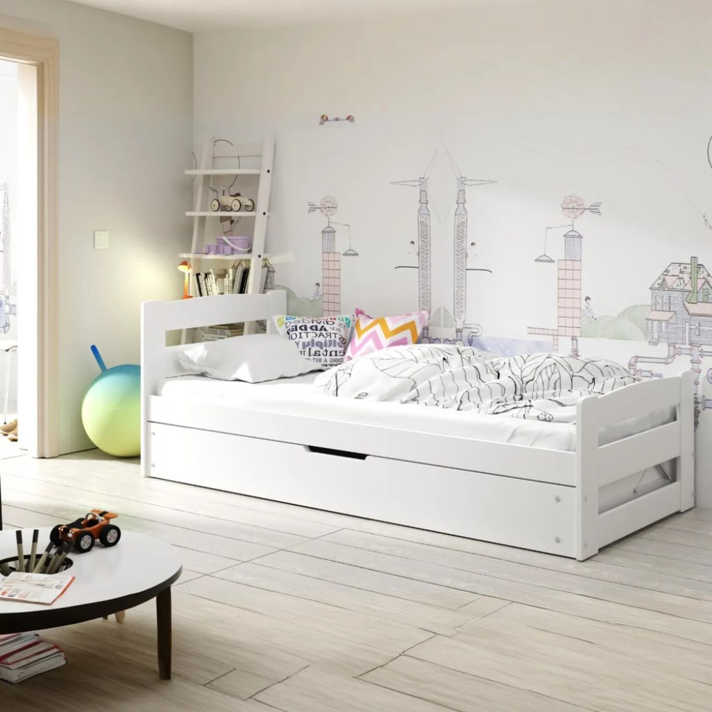 SMB Postel s úložným prostorem ERIK, 90x200 cm Dekor: Bílá